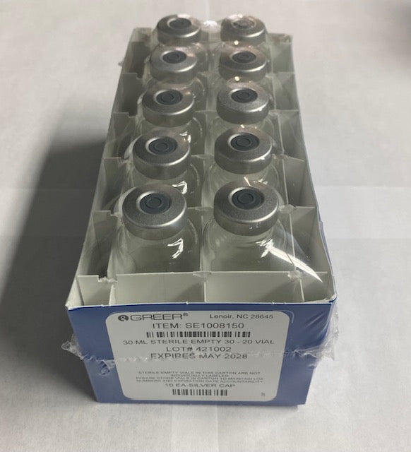 20mm, Sterile Clear Empty Vials, Greer | Farris Laboratories