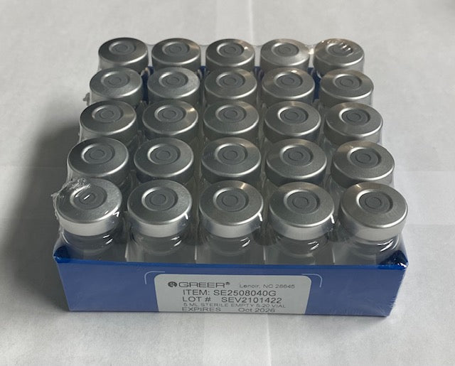 20mm, Sterile Clear Empty Vials, Greer | Farris Laboratories